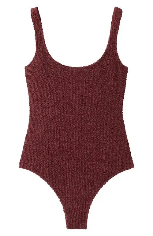 Mango Textured One-piece Swimsuit - Russet