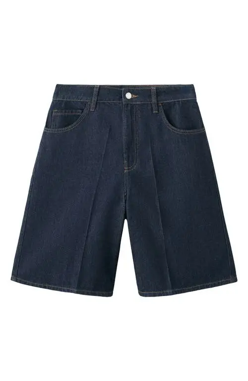 Mango High-waisted Mid-thigh Denim Shorts - Open Blue