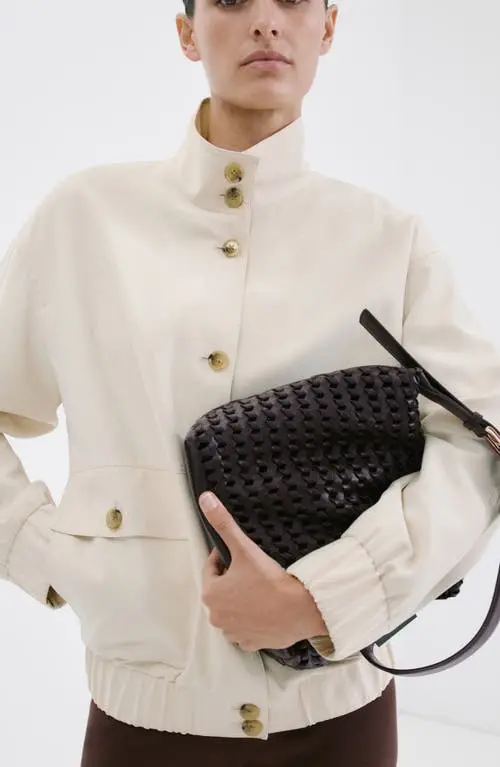 Mango Braided Faux Leather Shoulder Bag