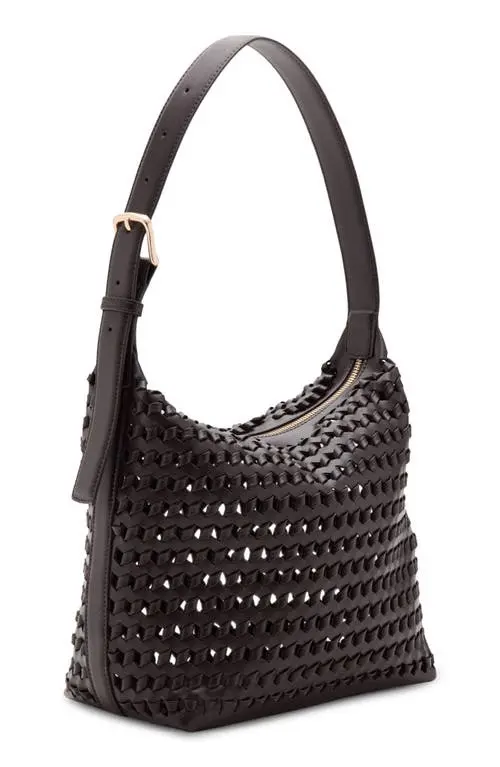 Mango Braided Faux Leather Shoulder Bag