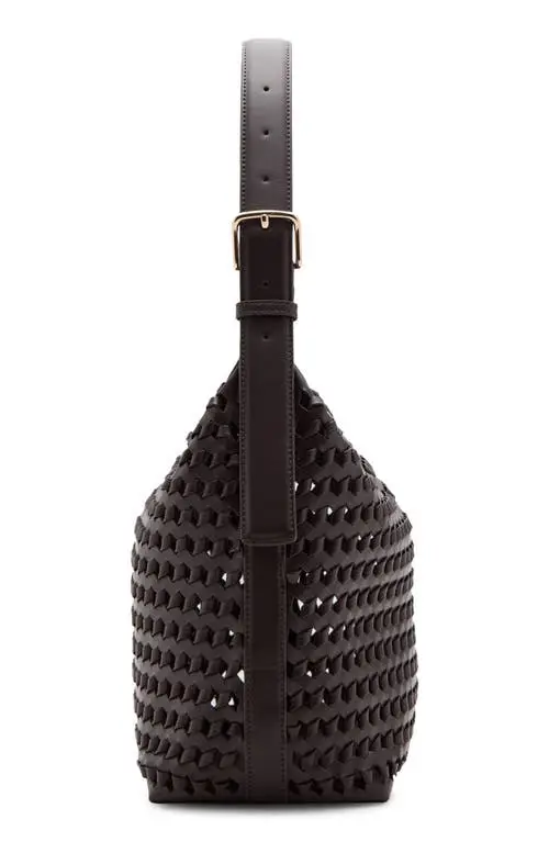 Mango Braided Faux Leather Shoulder Bag