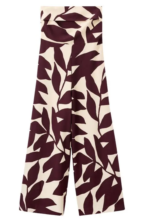 Mango Print Strapless Wide Leg Jumpsuit - Ecru