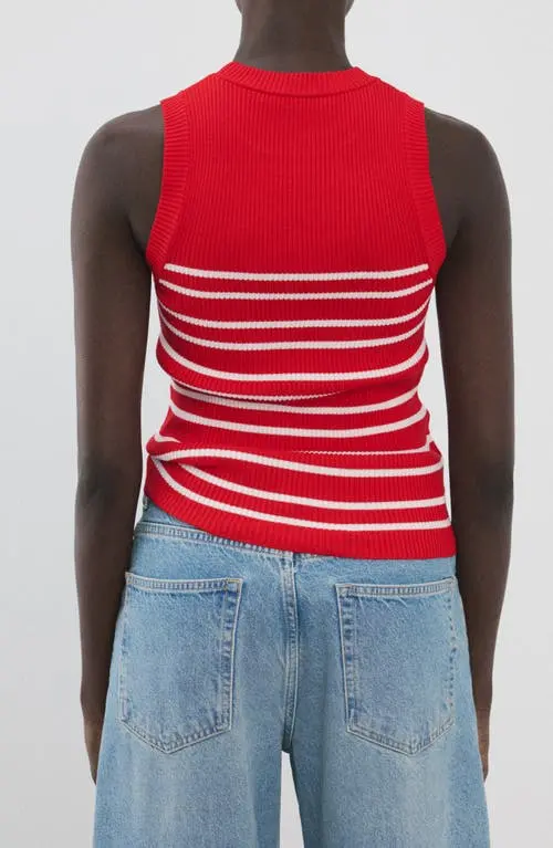 Mango Sleeveless Rib Knit Striped Top