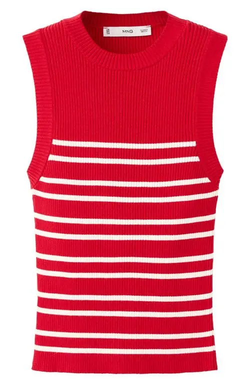 Mango Sleeveless Rib Knit Striped Top