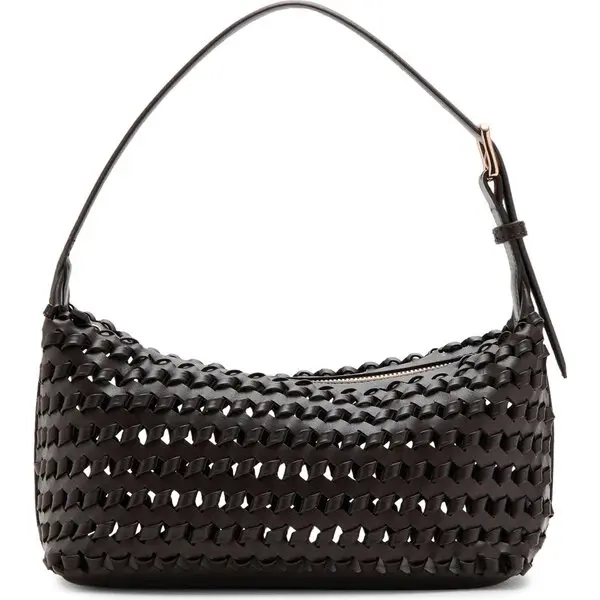 Mango Braided Faux Leather Shoulder Bag
