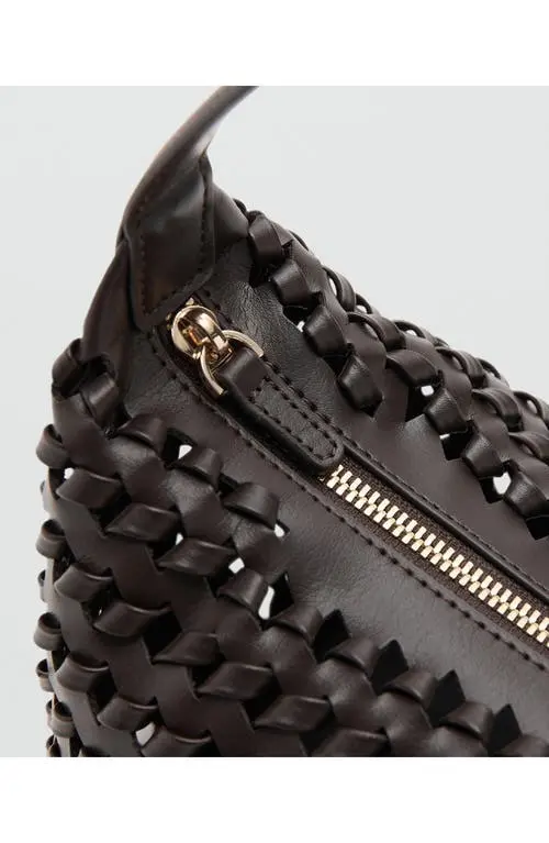Mango Braided Faux Leather Shoulder Bag