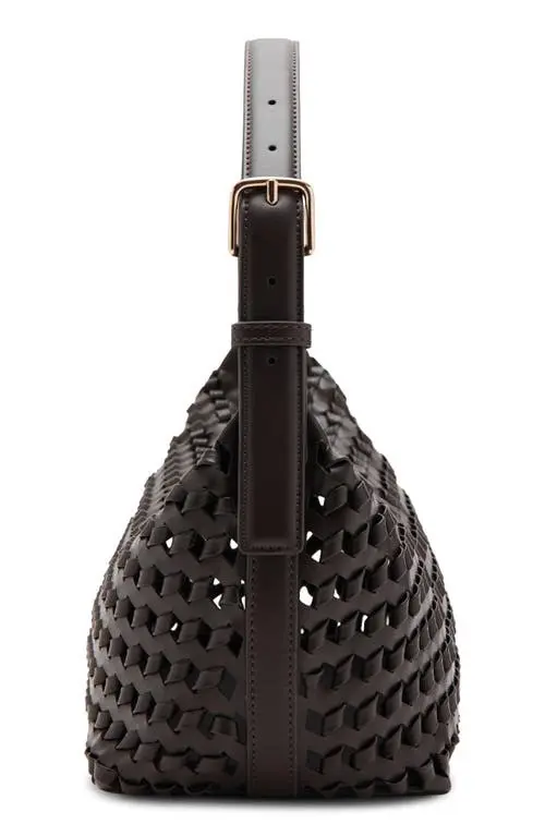 Mango Braided Faux Leather Shoulder Bag