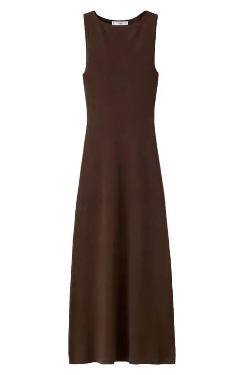 Mango Sleeveless Knit Midi Dress - Chocolate