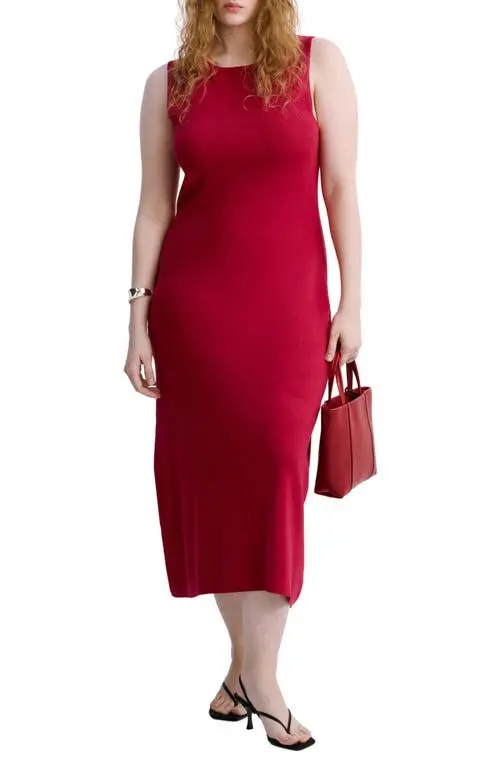 Mango Sleeveless Knit Midi Dress - Red