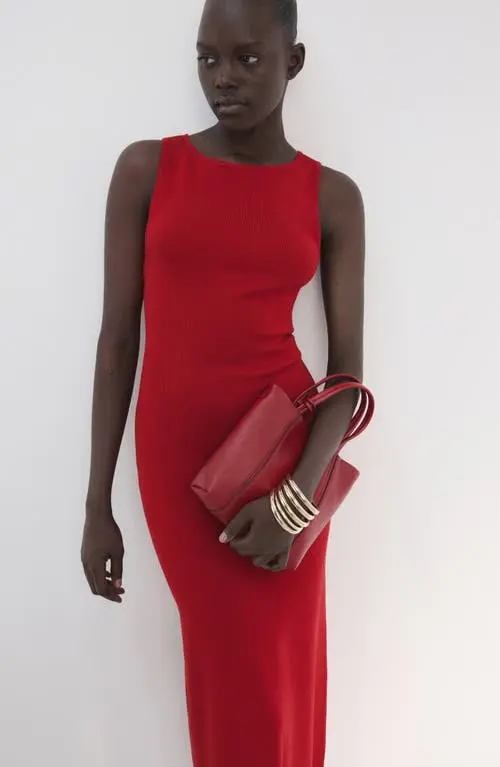 Mango Sleeveless Knit Midi Dress - Red