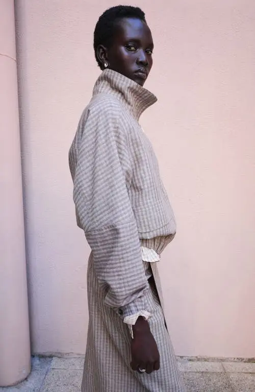 Mango Check Faux Wrap Midi Skirt