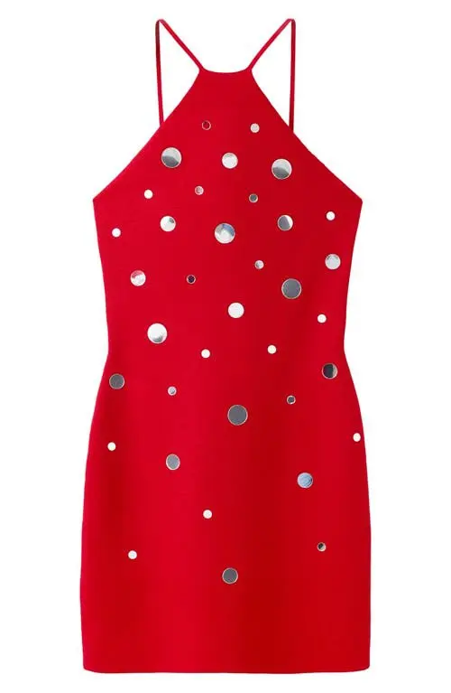 Mango Embellished High Neck Mini Dress