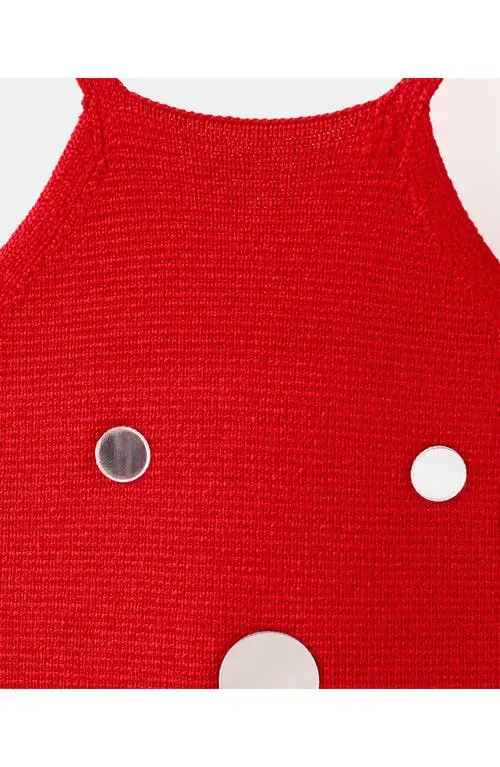 Mango Embellished High Neck Mini Dress