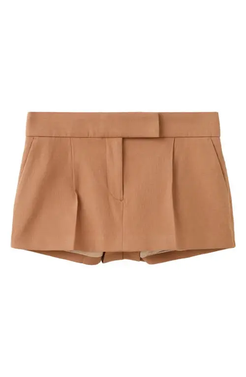 Mango Pleated Cotton Blend Miniskirt - Nude