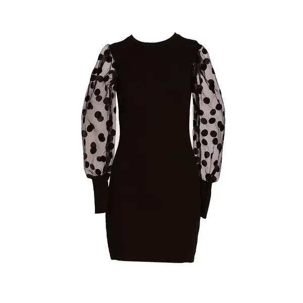 SOHUMAN Polka Dot Sleeve Mini Dress