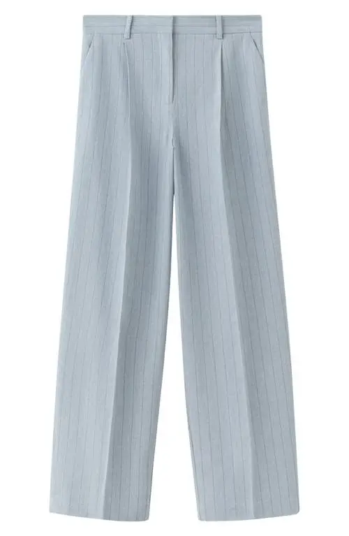 Mango Pleated Pinstripe Suit Pants - Blue