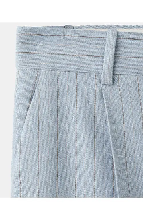 Mango Pleated Pinstripe Suit Pants - Blue