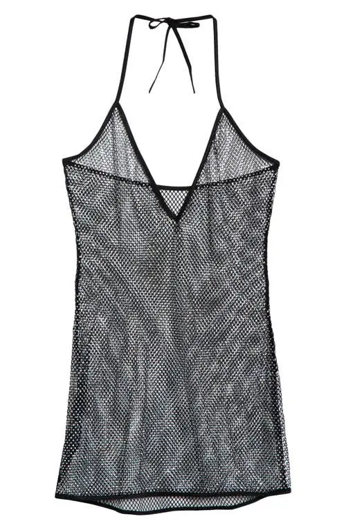 ROMA CONFIDENTIAL Crystal Mesh Chemise & G-string Set - Black