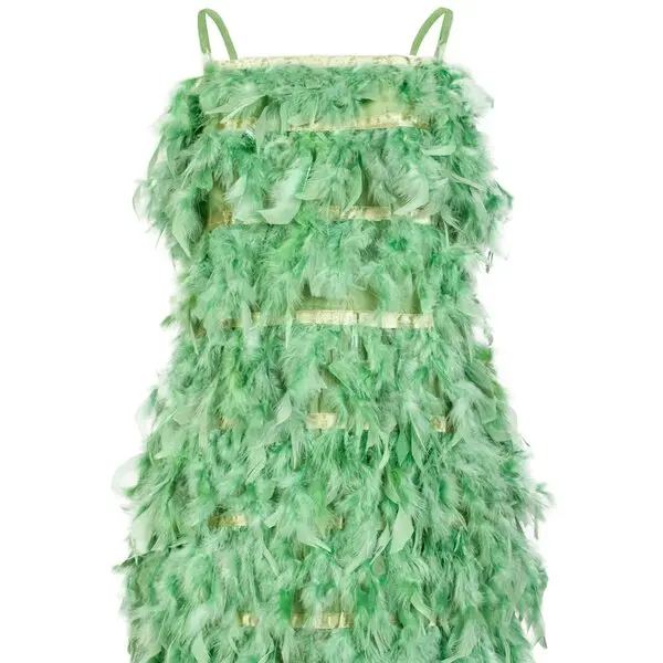 SOHUMAN Migran Feather Embellished Mini Dress - Green