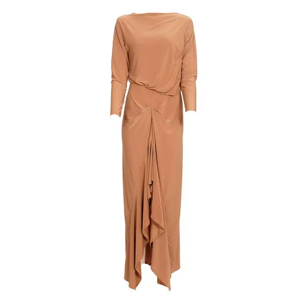 SOHUMAN Venice Midi Dress With Draped Detail - Brown