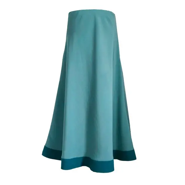 LANGNER Mint & Dark Teal Bias Cut Midi Skirt