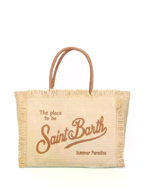 MC2 SAINT BARTH Large Vanity Tote Bag With Embroidered Logo And Frayed Edges