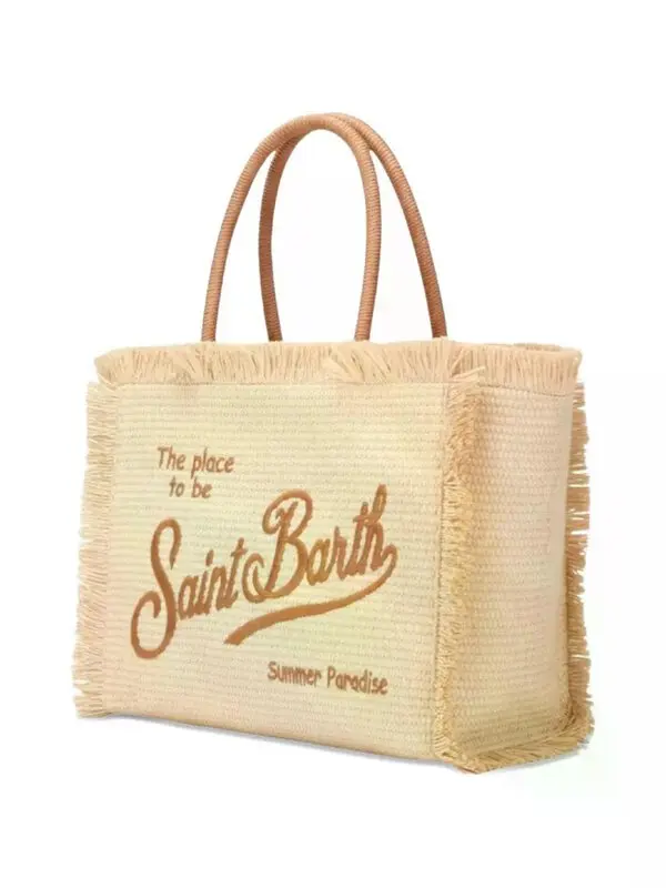 MC2 SAINT BARTH Large Vanity Tote Bag With Embroidered Logo And Frayed Edges