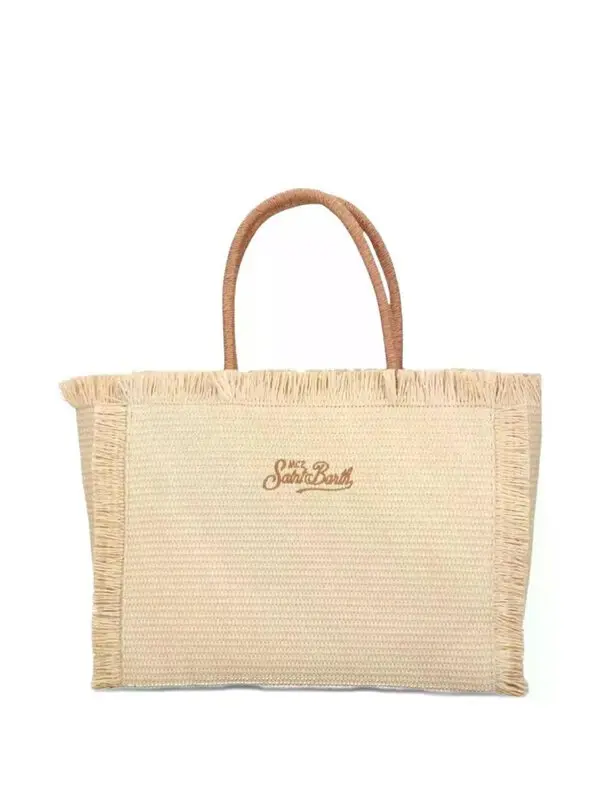 MC2 SAINT BARTH Large Vanity Tote Bag With Embroidered Logo And Frayed Edges
