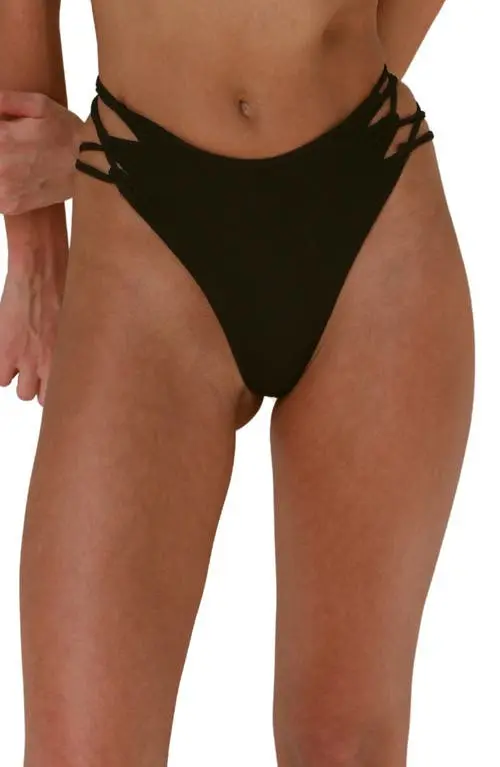 STONE FOX SWIM Theo High-waisted Bikini Bottoms With Lace-up Side Cutouts - Stone Ripple