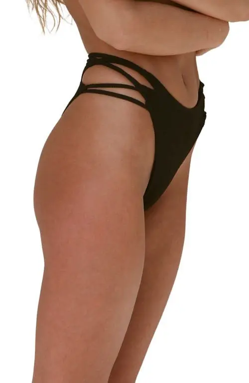 STONE FOX SWIM Theo High-waisted Bikini Bottoms With Lace-up Side Cutouts - Stone Ripple