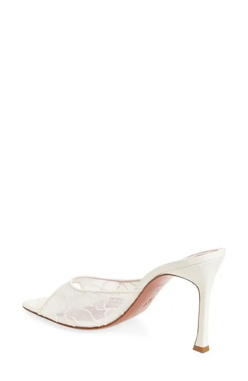 Amina Muaddi Alexa Lace Slide Stiletto Sandals - Ivory