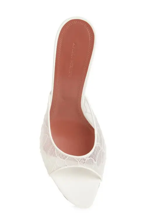 Amina Muaddi Alexa Lace Slide Stiletto Sandals - Ivory