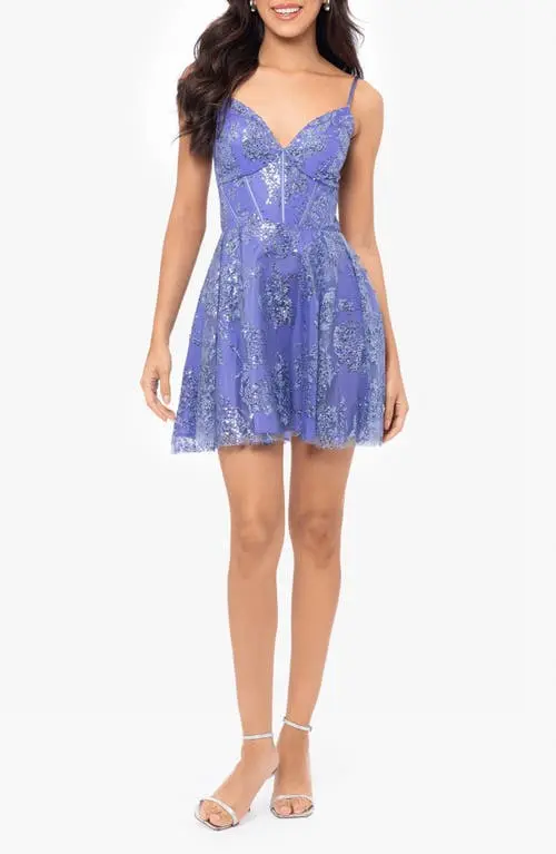 BLONDIE NITES Sleeveless Glitter Minidress - Periwinkle