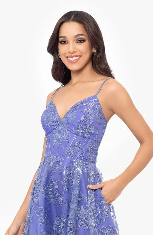 BLONDIE NITES Sleeveless Glitter Minidress