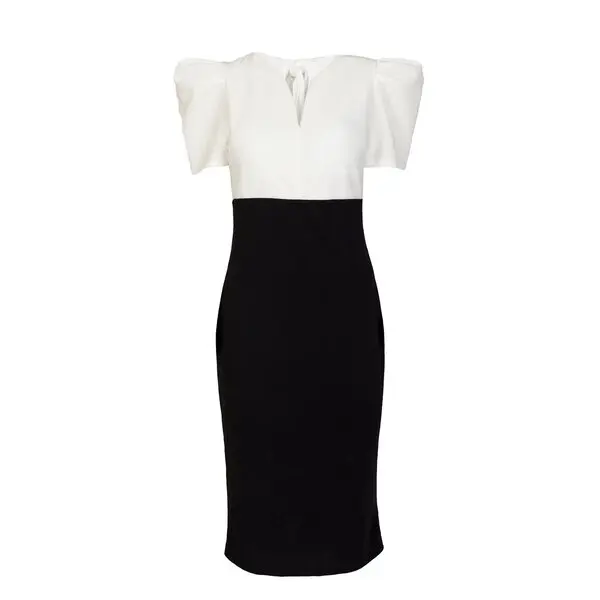 SOHUMAN Sinat Midi Dress With Puff Sleeves