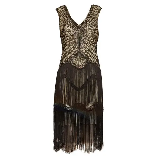 SOHUMAN Seferh Embellished Fringe Mini Dress - Black