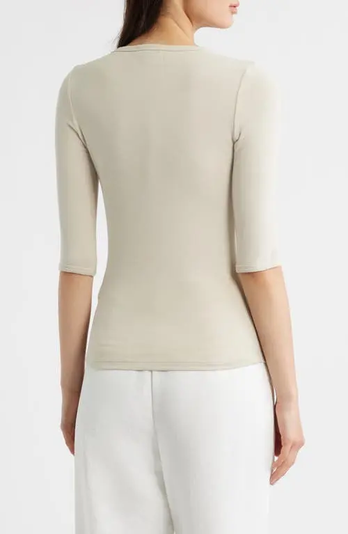 ARTLESS FOREVER Three-quarter Sleeve Crewneck Top - Stone