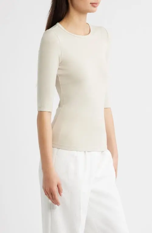 ARTLESS FOREVER Three-quarter Sleeve Crewneck Top - Stone