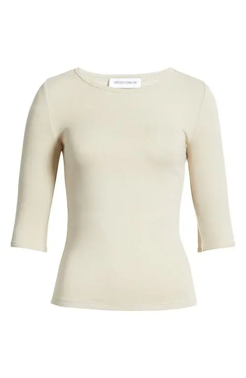 ARTLESS FOREVER Three-quarter Sleeve Crewneck Top - Stone