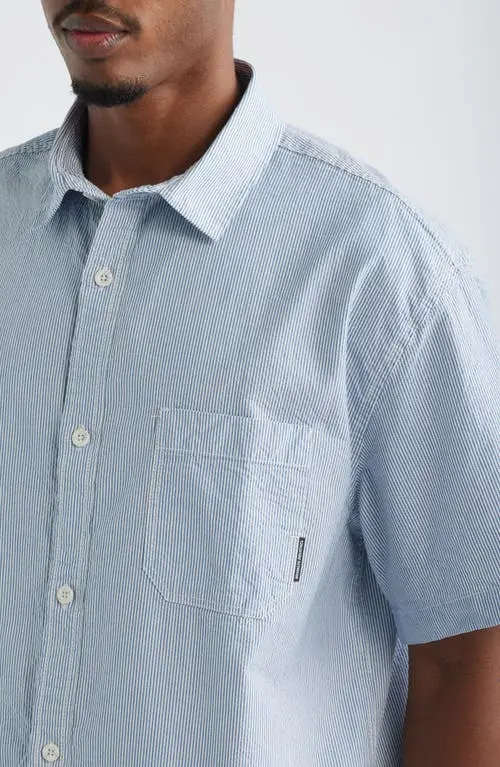 Brooklyn Industries Stripe Short Sleeve Cotton Button-up Shirt
