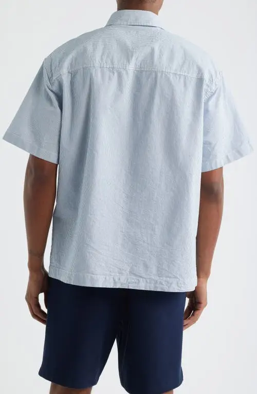 Brooklyn Industries Stripe Short Sleeve Cotton Button-up Shirt