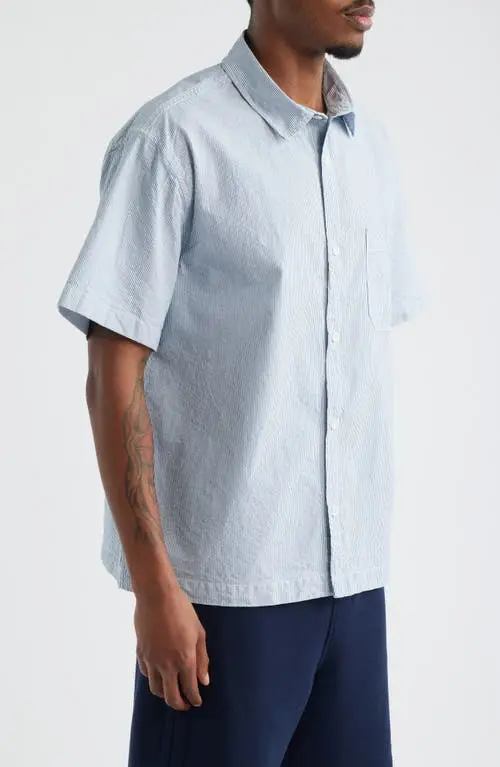 Brooklyn Industries Stripe Short Sleeve Cotton Button-up Shirt