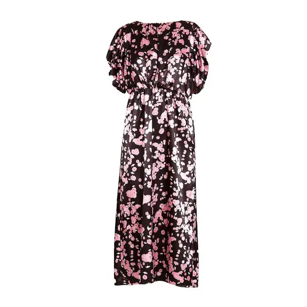SOHUMAN Pesut Floral Print Midi Dress - Black