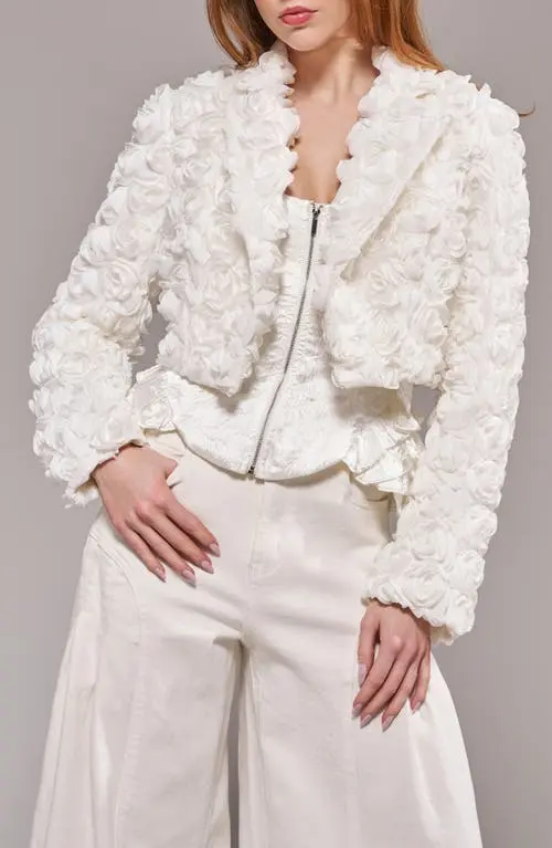 AZALEA WANG Briarrose Rosette Crop Blazer