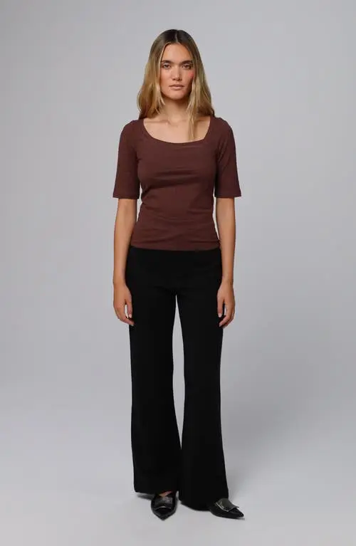 JUANA Hemp Essentials Asymmetrical Neckline Tee - Cocoa