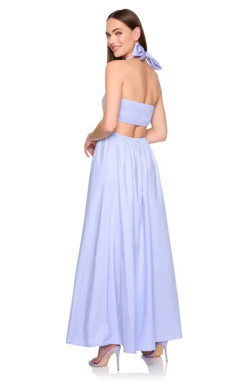 Susana Monaco Halter Neck Cotton Poplin Maxi Dress - Frosty