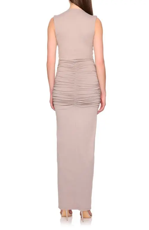 Susana Monaco Plunge Neck Tie Neck Maxi Dress - Sandstone