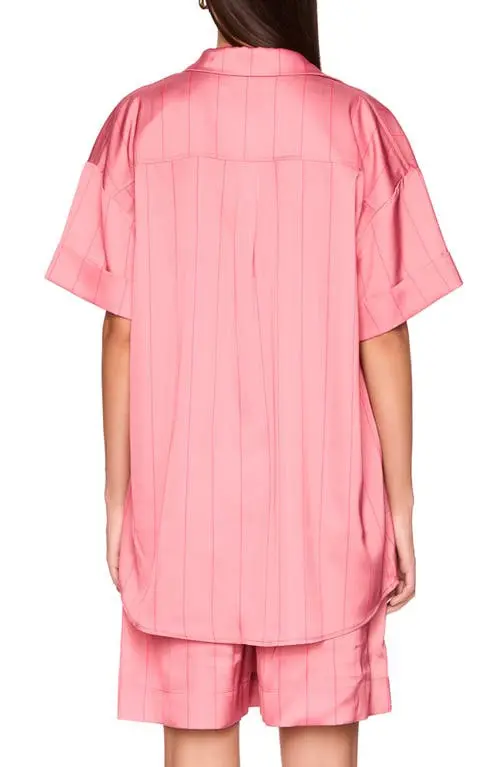Susana Monaco Oversize Stripe Button-up Shirt - Rosa