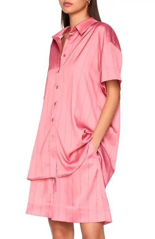 Susana Monaco Oversize Stripe Button-up Shirt - Rosa