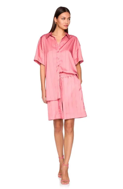 Susana Monaco Oversize Stripe Button-up Shirt - Rosa